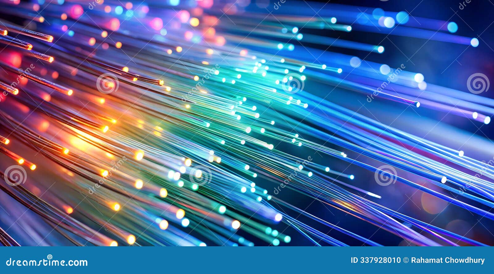 Vibrant Fiber Optic Cables With Shallow Depth Of Field, Creating A ...