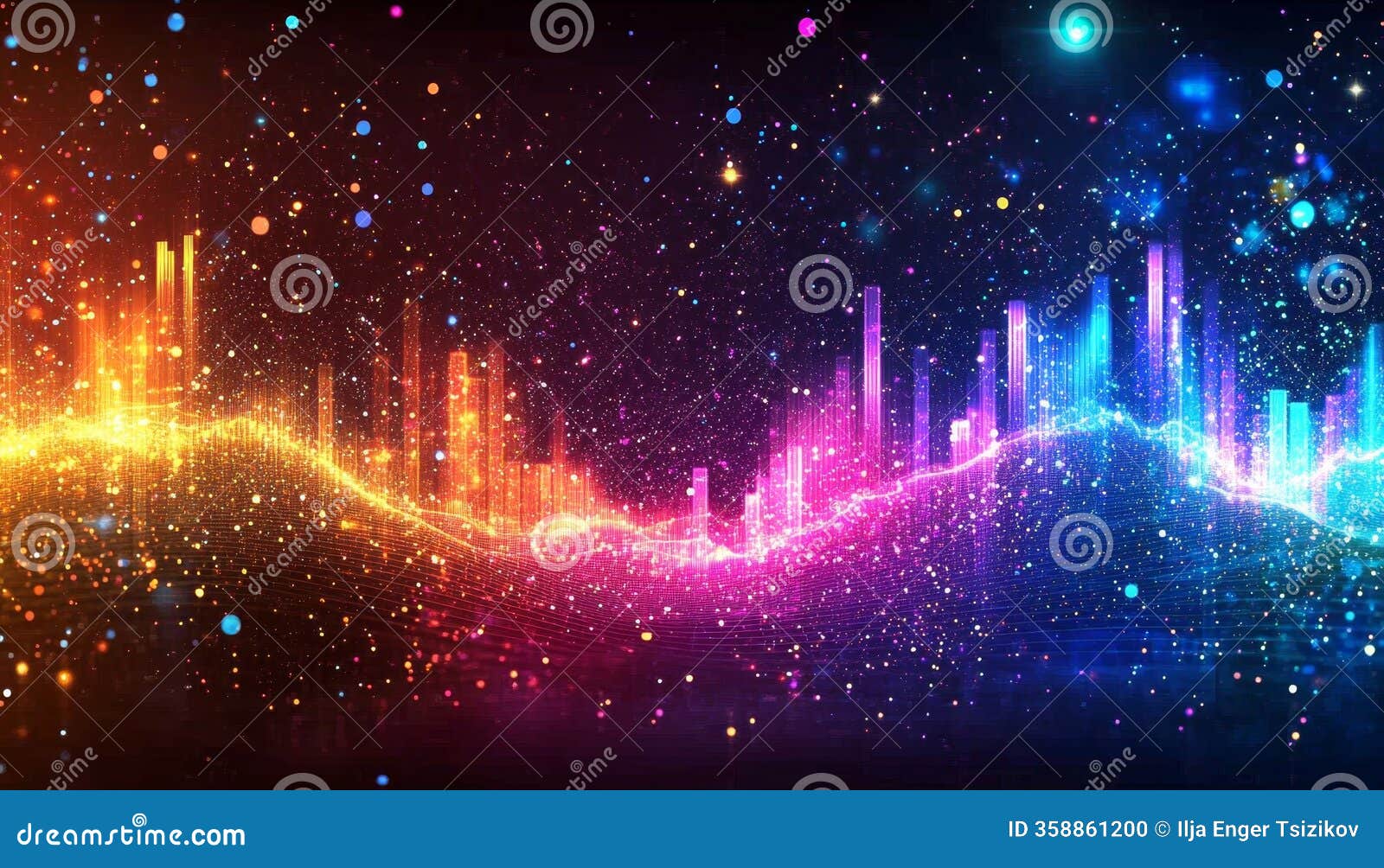 Vibrant Financial Data Visualization Column Chart, Line Graph Overlays ...