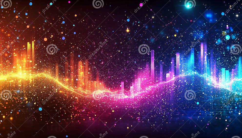 Vibrant Financial Data Visualization Column Chart, Line Graph Overlays ...