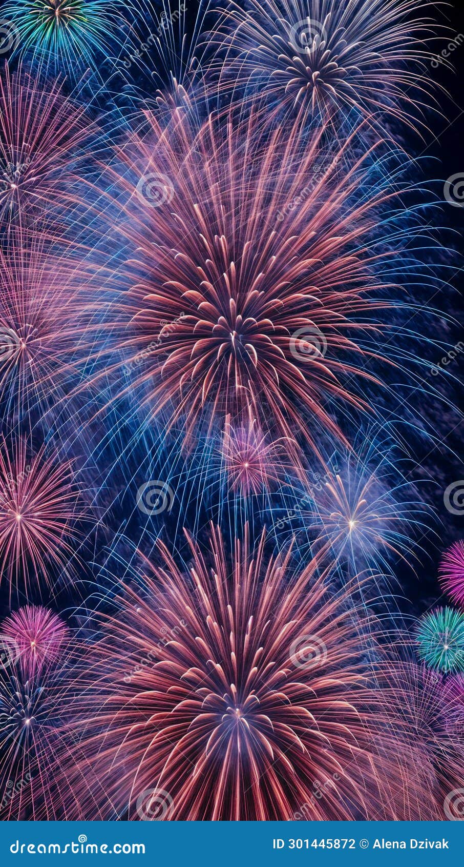 Vibrant Fireworks Display with Cascading Colors and Explosions ...