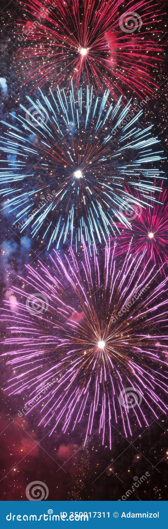 Vibrant Fireworks Display in the Night Sky Stock Illustration ...