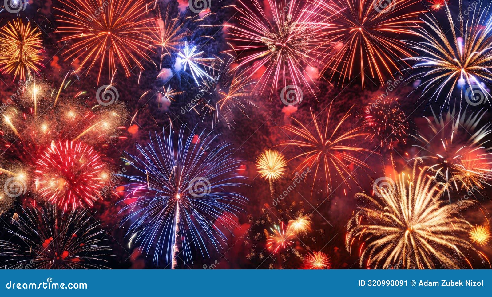 Vibrant Fireworks Display in the Night Sky Stock Illustration ...