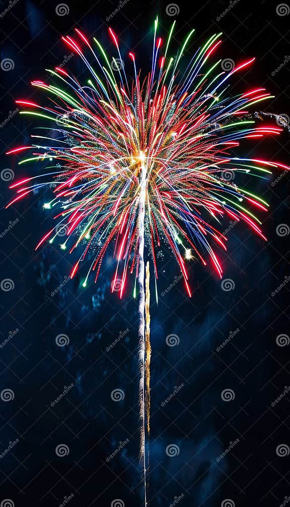 Vibrant Fireworks Illuminate a Blue Sky, Creating a Captivating and ...