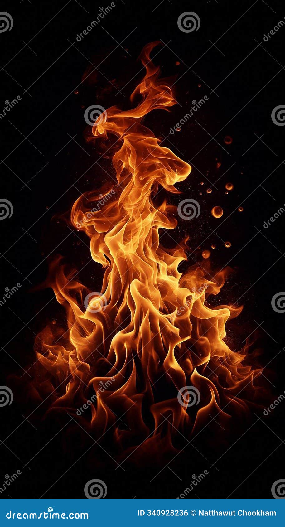 Vibrant Flames Burning Against Dark Background Creating Warm Fire ...