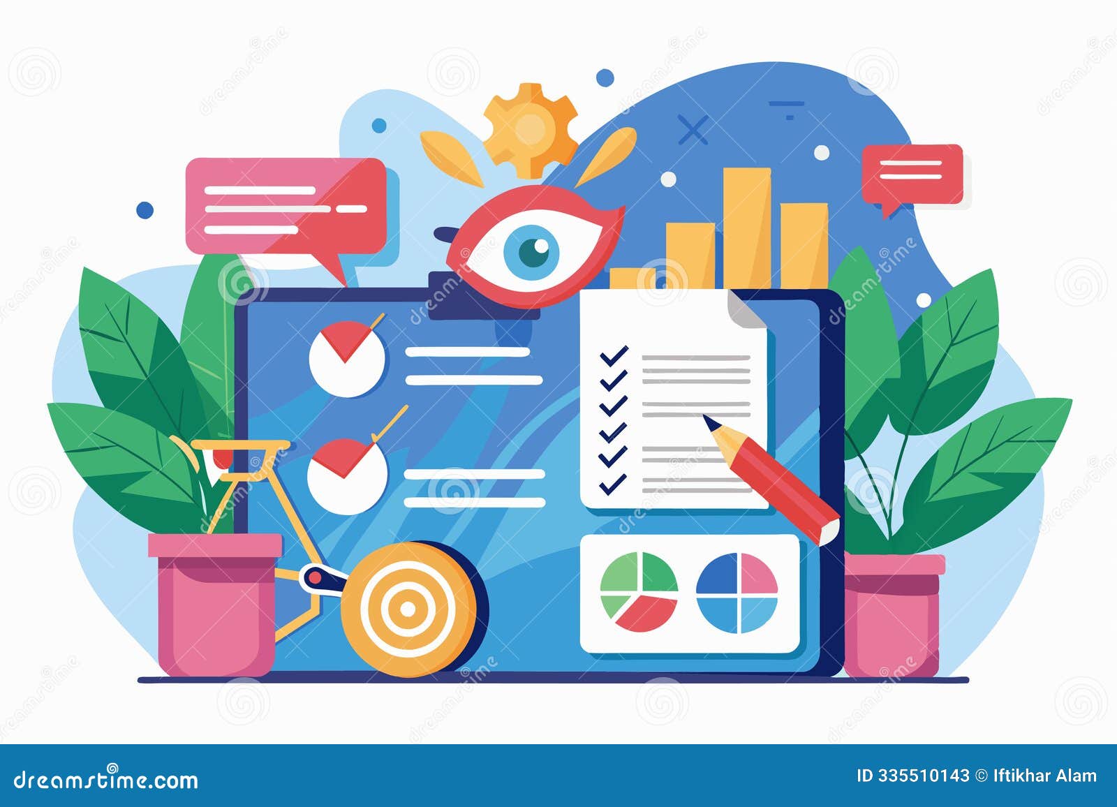 A Vibrant Flat Illustration Depicting a Vision Statement with ...