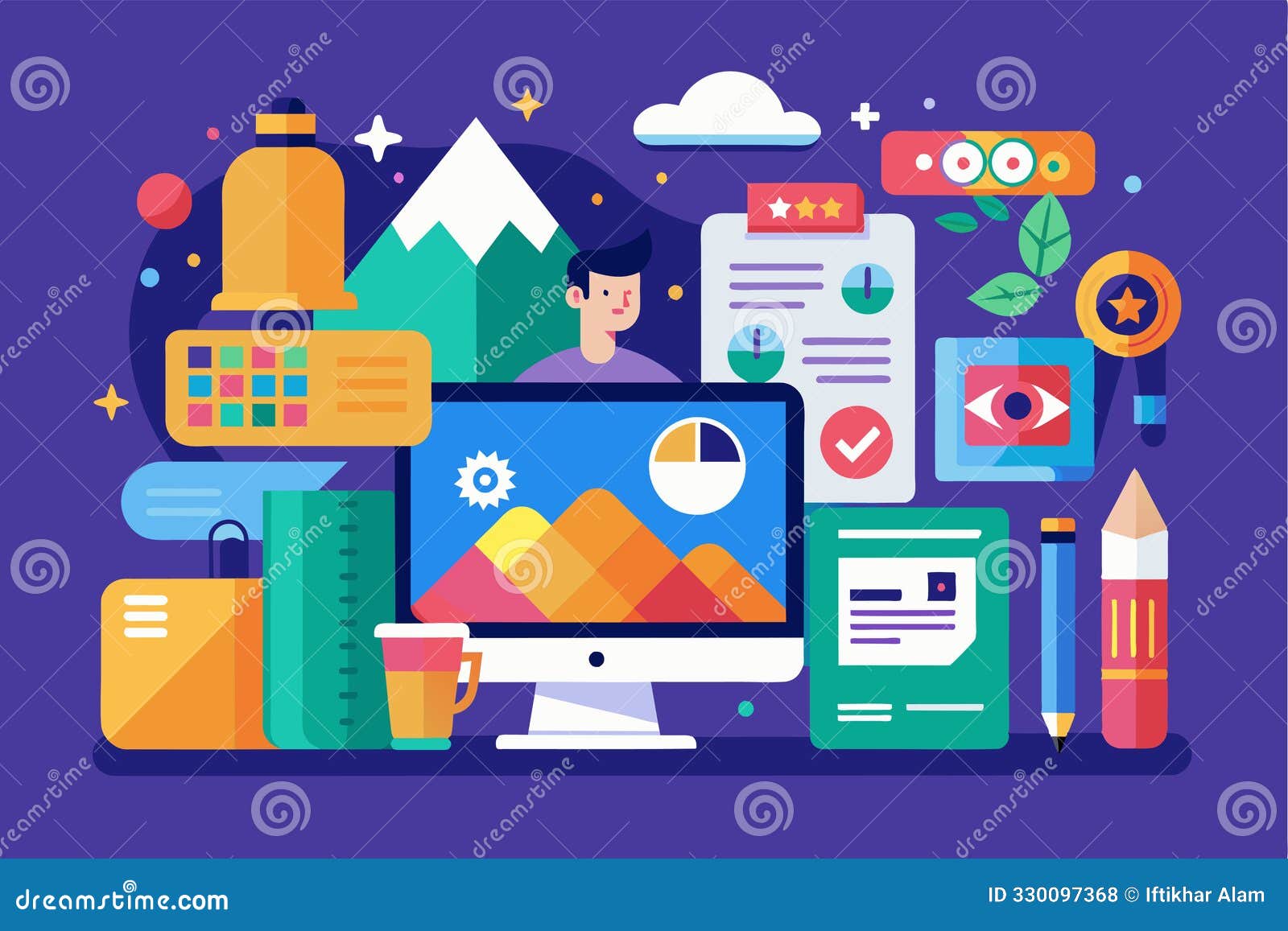 A Vibrant Flat Illustration Illustrates Various Brand Guidelines ...