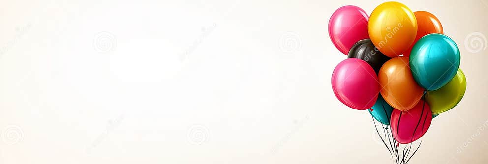 Vibrant Floating Balloons on a Solid White Background for Celebration ...