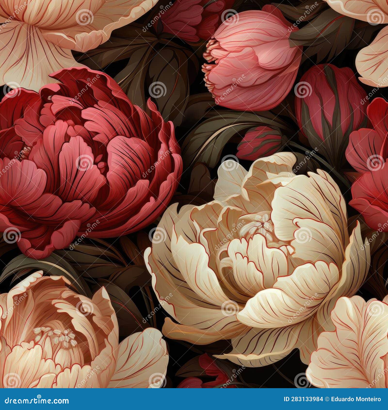 Vibrant Floral Backgrounds in a Baroque Style (tiled Stock Illustration ...