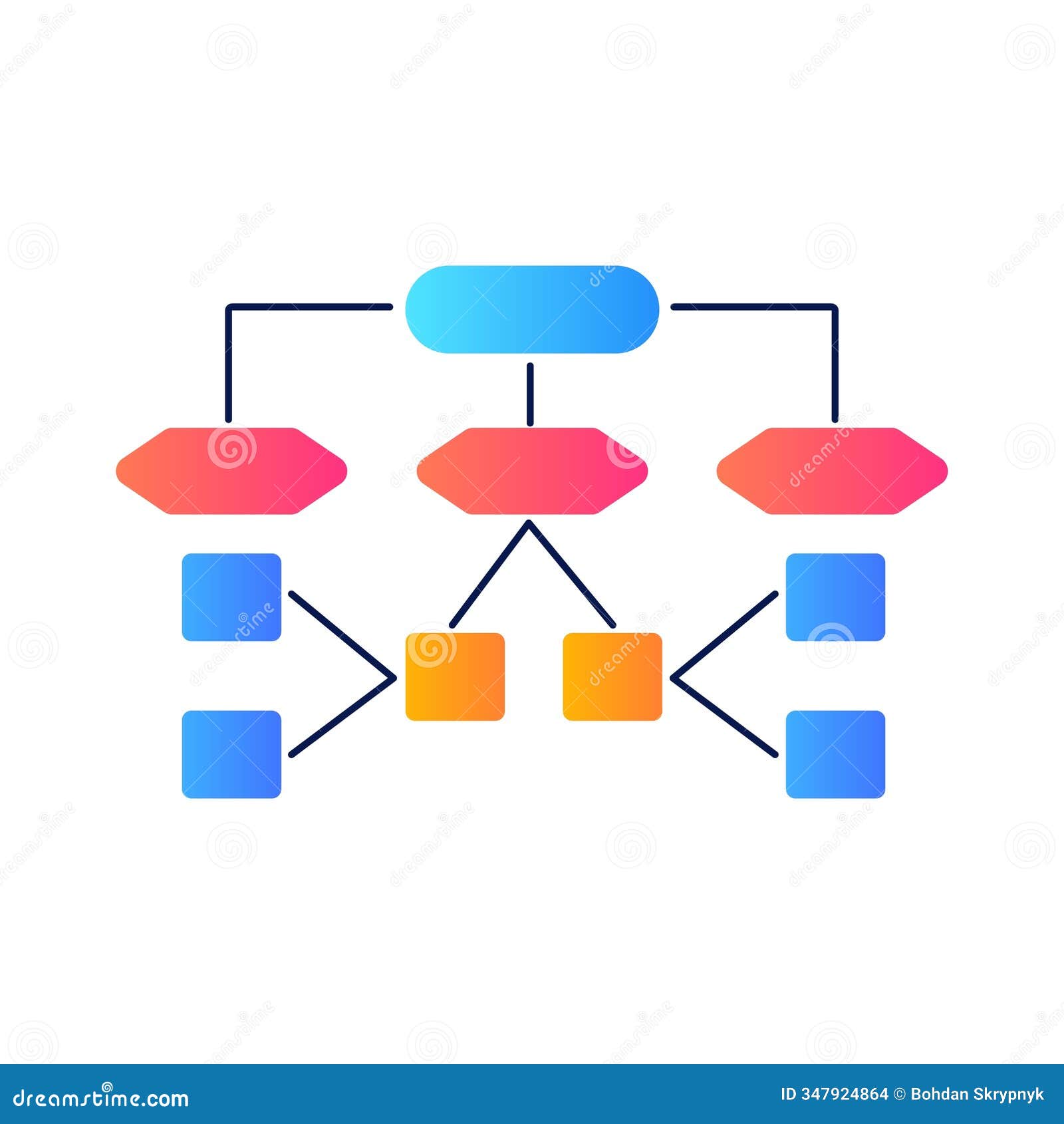 Gradient Flowchart For Team Structure, Workflow, And Data Organization. Vector Illustration ...