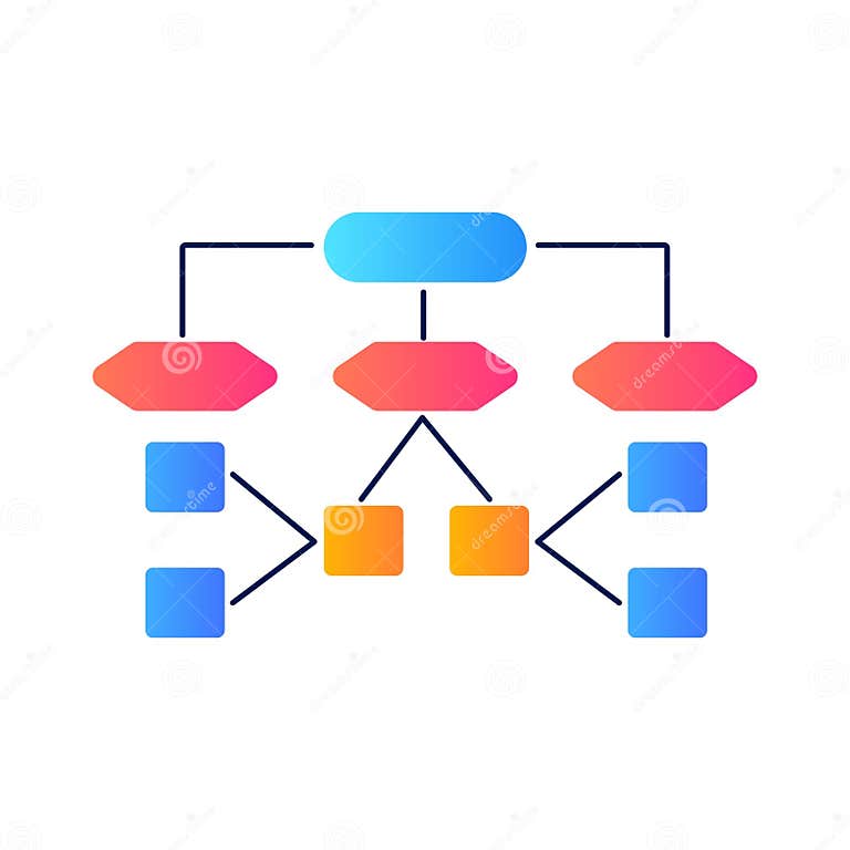 Vibrant Flowchart for Management Structure and Data Flow. Stock ...