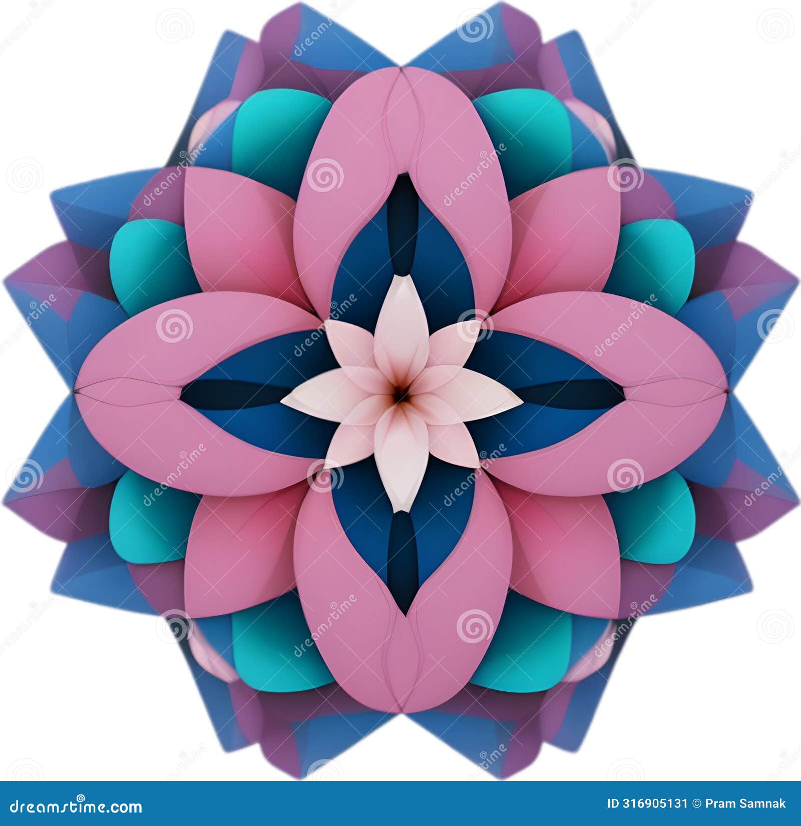 A Vibrant Flower Constructed From Overlapping Geometric Shapes. Royalty ...