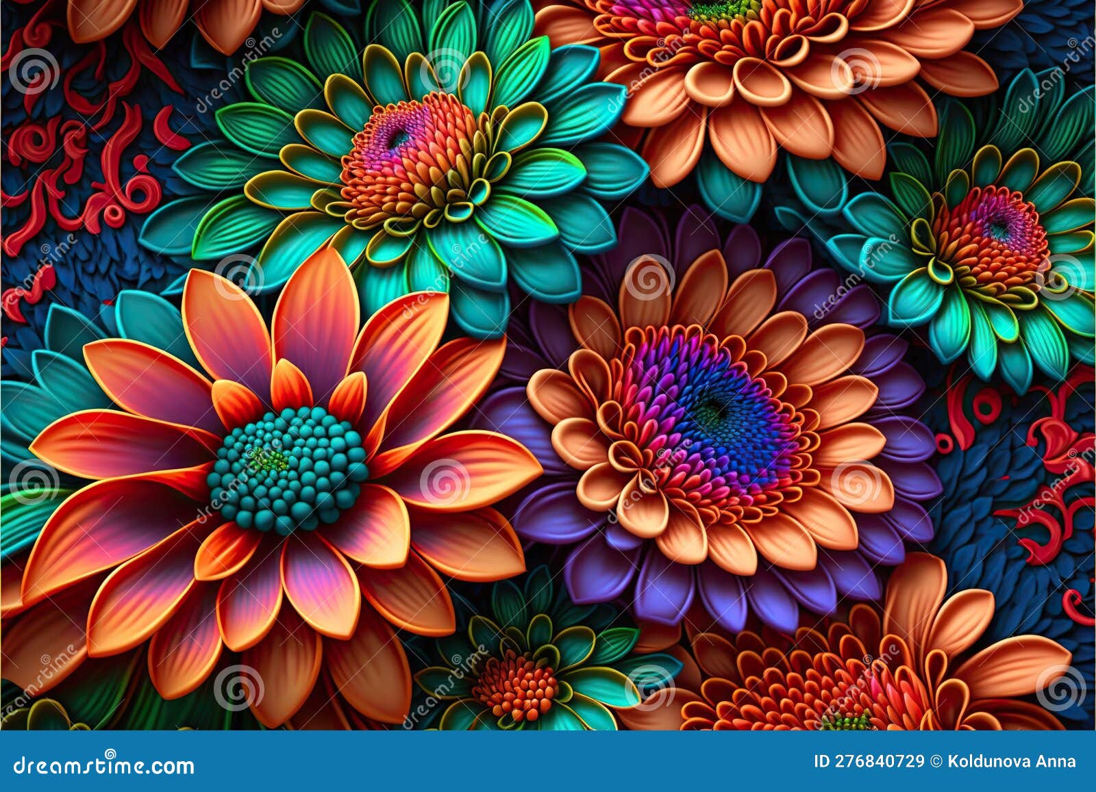 Vibrant Flower Pattern, Created with Generative AI Technology Stock ...