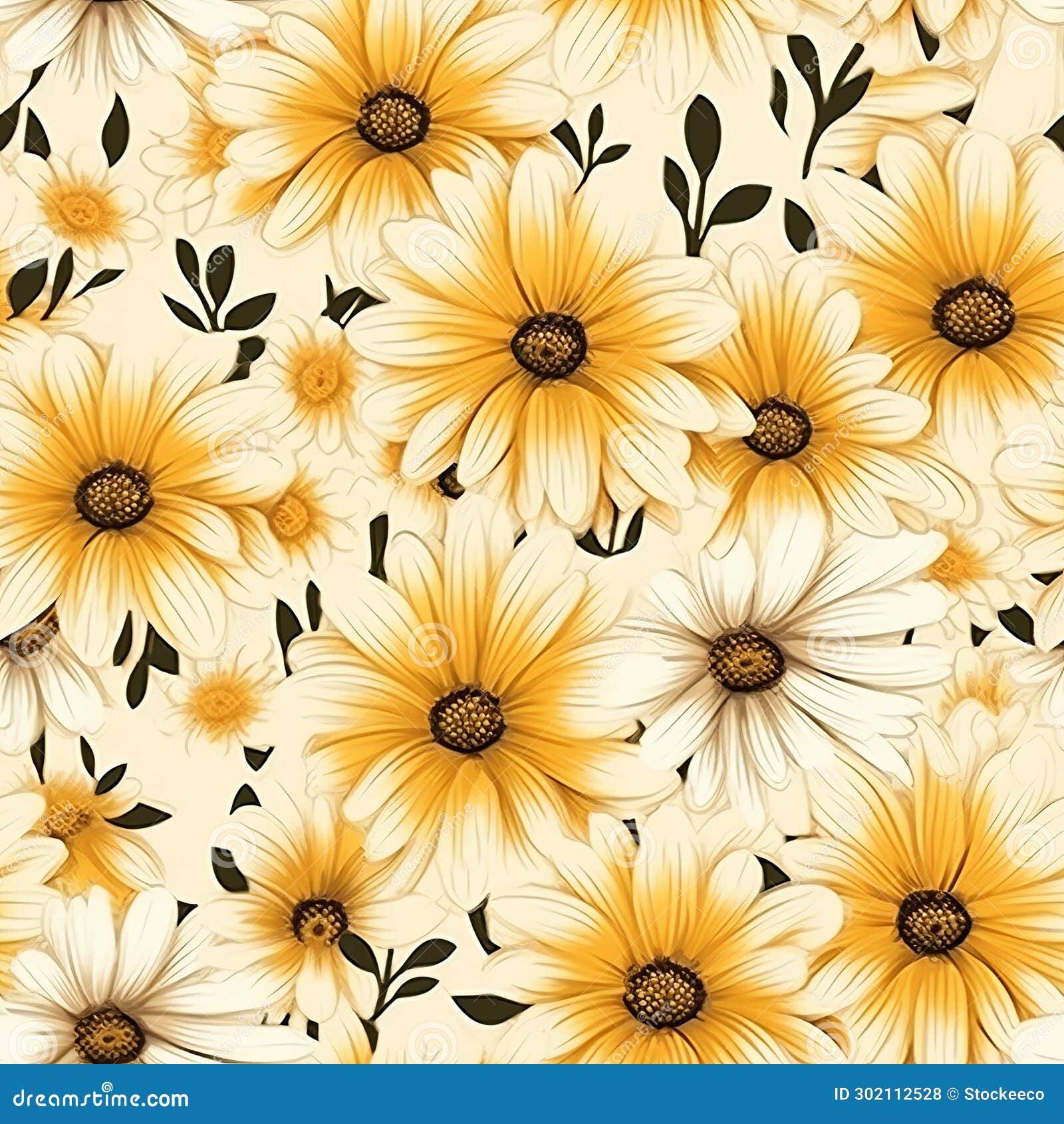 Abstract Daisy Pattern with Realistic Details and Floral Background ... Abstract Daisy Pattern with Realistic Details and Floral Background ...