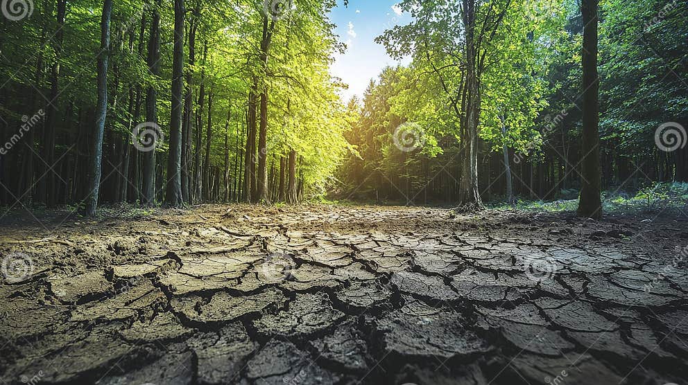 Vibrant Forest Path with Parched Ground Stock Illustration ...