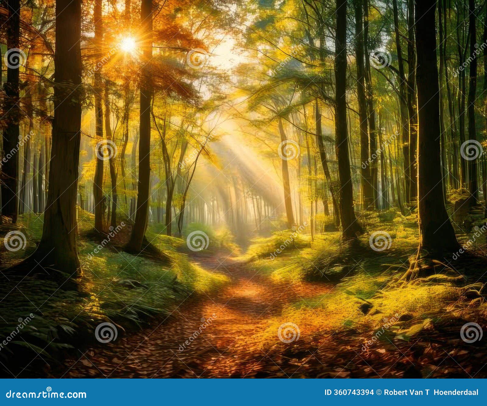 Vibrant Forest Trees Scene stock illustration. Illustration of ...