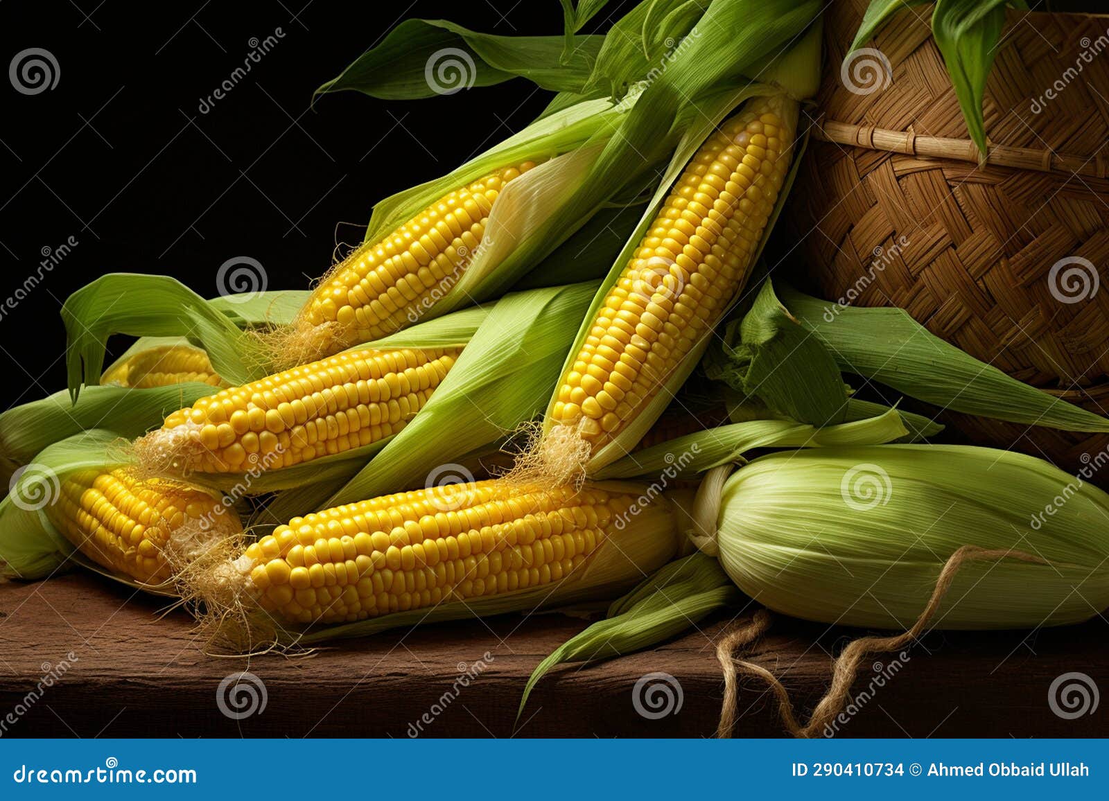 Vibrant Fresh Corn Cobs Ready To Enjoy. Generative by Ai Stock ...