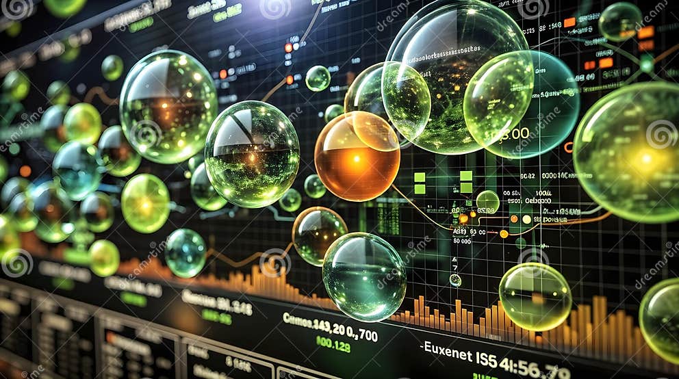 A Vibrant, Futuristic Interactive Bubble Chart Displaying Stock Illustration - Illustration of ...