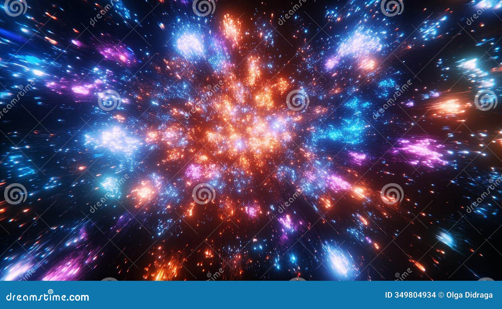 Vibrant Galactic Explosion: Colorful Cosmic Light Burst in Deep Space ...