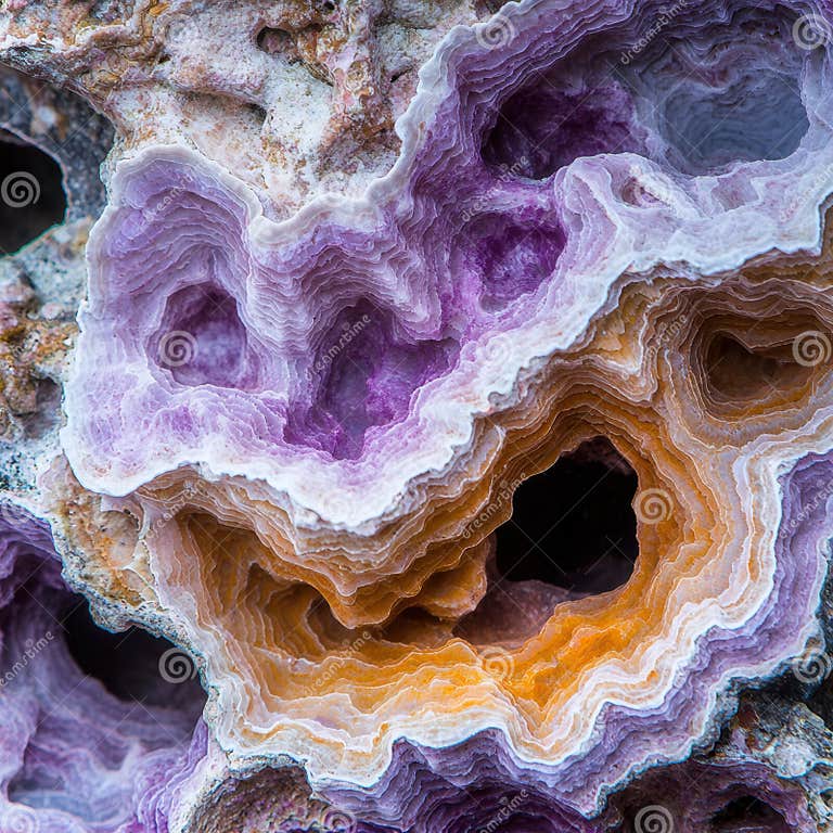 Vibrant Geode Cross-section with Intricate Patterns Stock Illustration ...