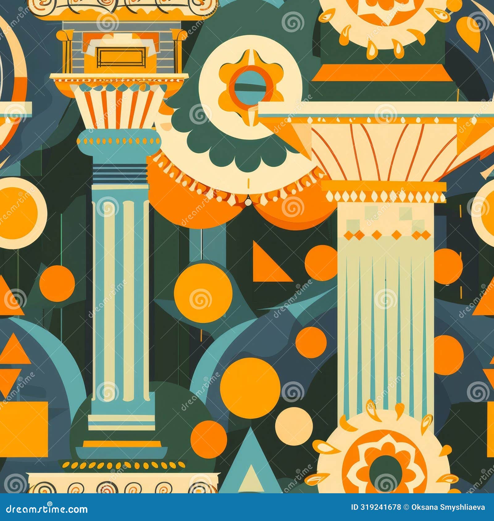 Vibrant Geometric Ancient Greek Pattern Illustration Stock Photo ...