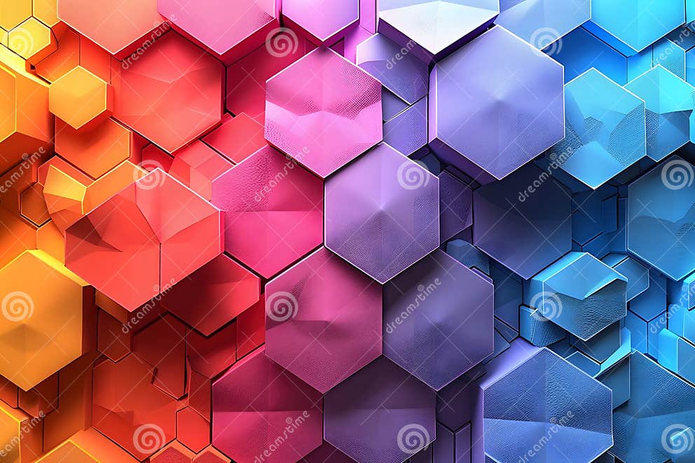 Vibrant Geometric Hexagon Pattern in Gradient Colors for Modern Design Generative AI Stock ...