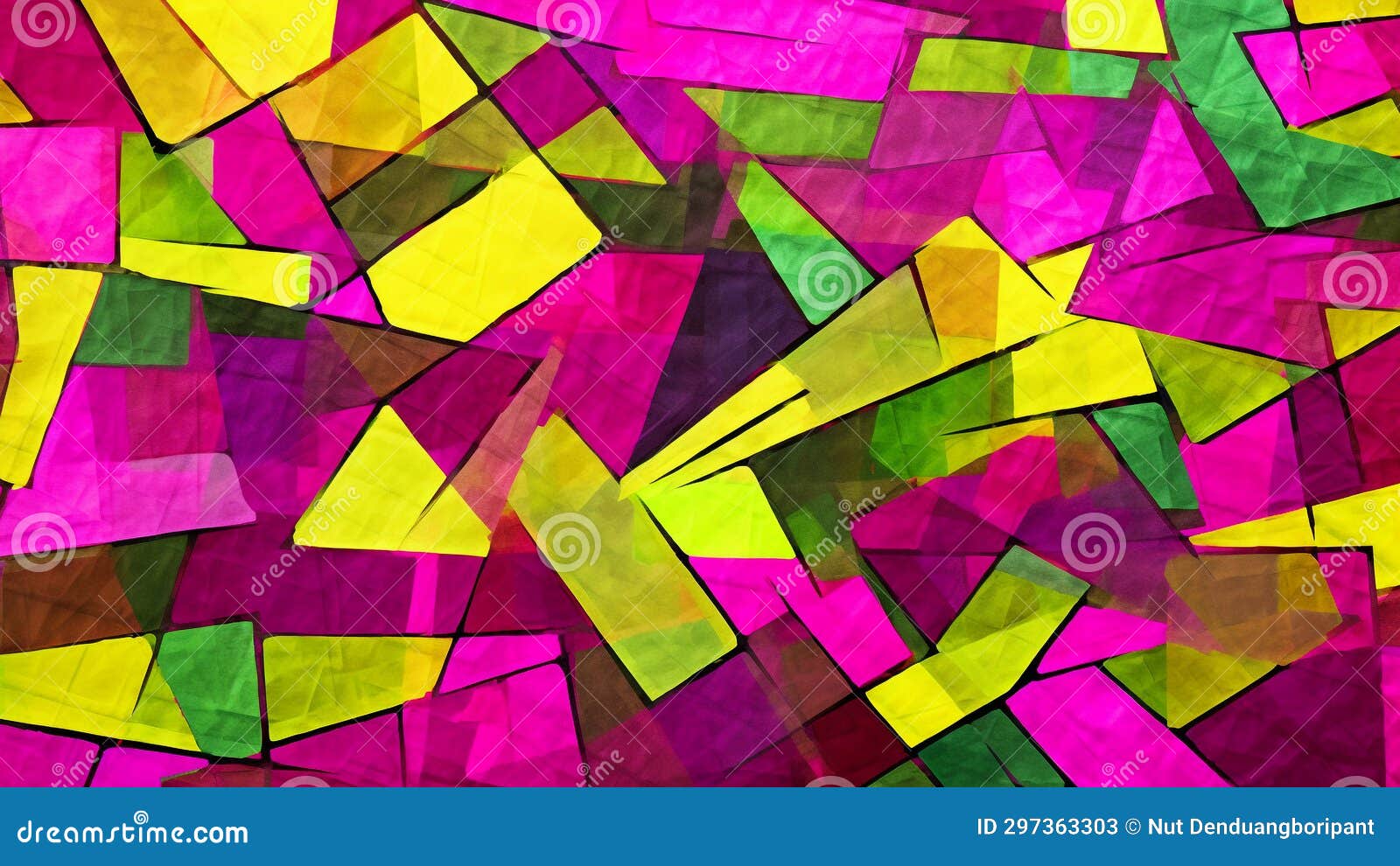 Vibrant Geometric Mosaic Magenta and Chartreuse Abstract Pattern Stock ...