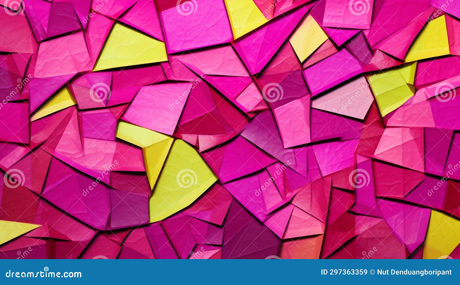 Vibrant Geometric Mosaic Magenta and Chartreuse Abstract Pattern Stock ...