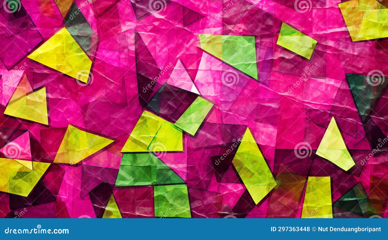 Vibrant Geometric Mosaic Magenta and Chartreuse Abstract Pattern Stock ...