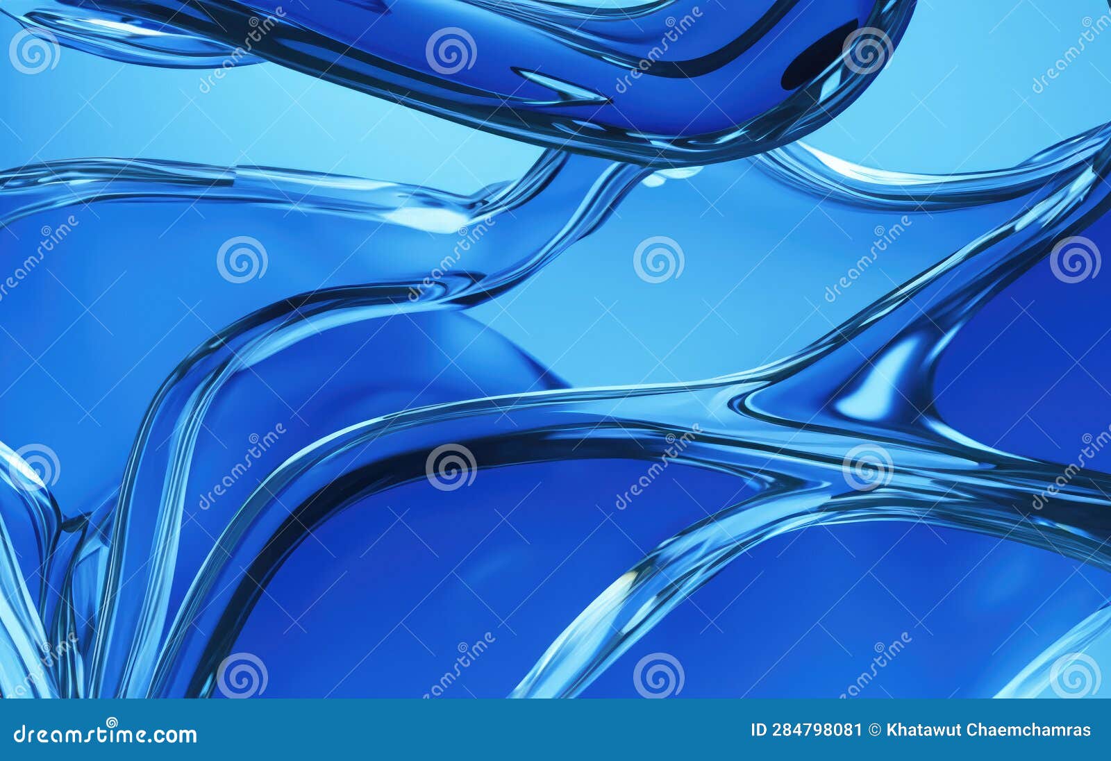 Vibrant Geometric Patterns: Abstract Blue Glass with Smooth Flow in 3D ...