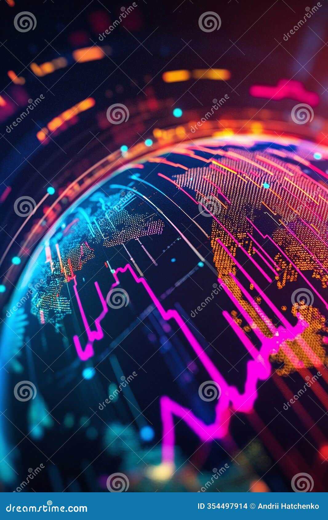 A Vibrant GIS Visualization on a 3D Globe with Pulsating Data Lines ...
