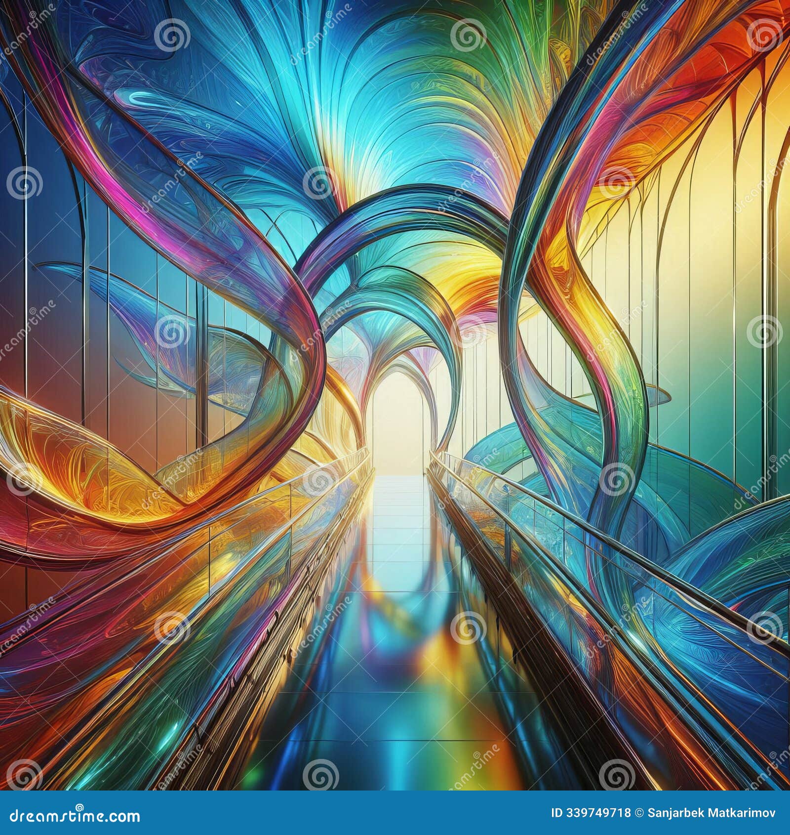 Vibrant Glass Bridges Translucent Arched Structures with Bright Stock ...