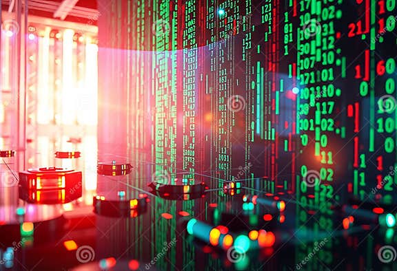 Vibrant Glass Matrix Code Glassy Surfaces Reflecting Matrix Code Stock ...