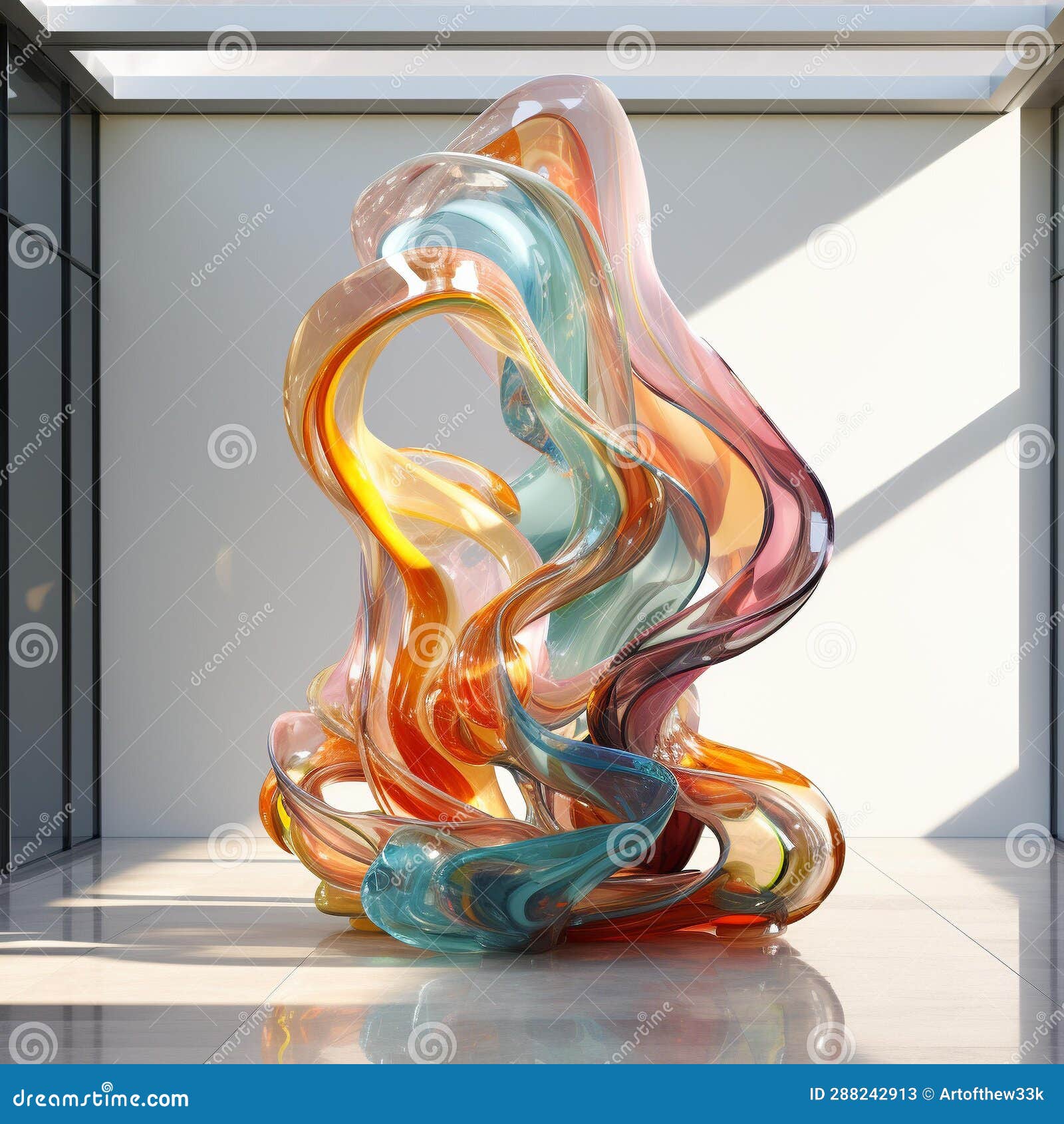 Vibrant Glass Sculpture: Abstract Layers of Color and Pattern Stock ...