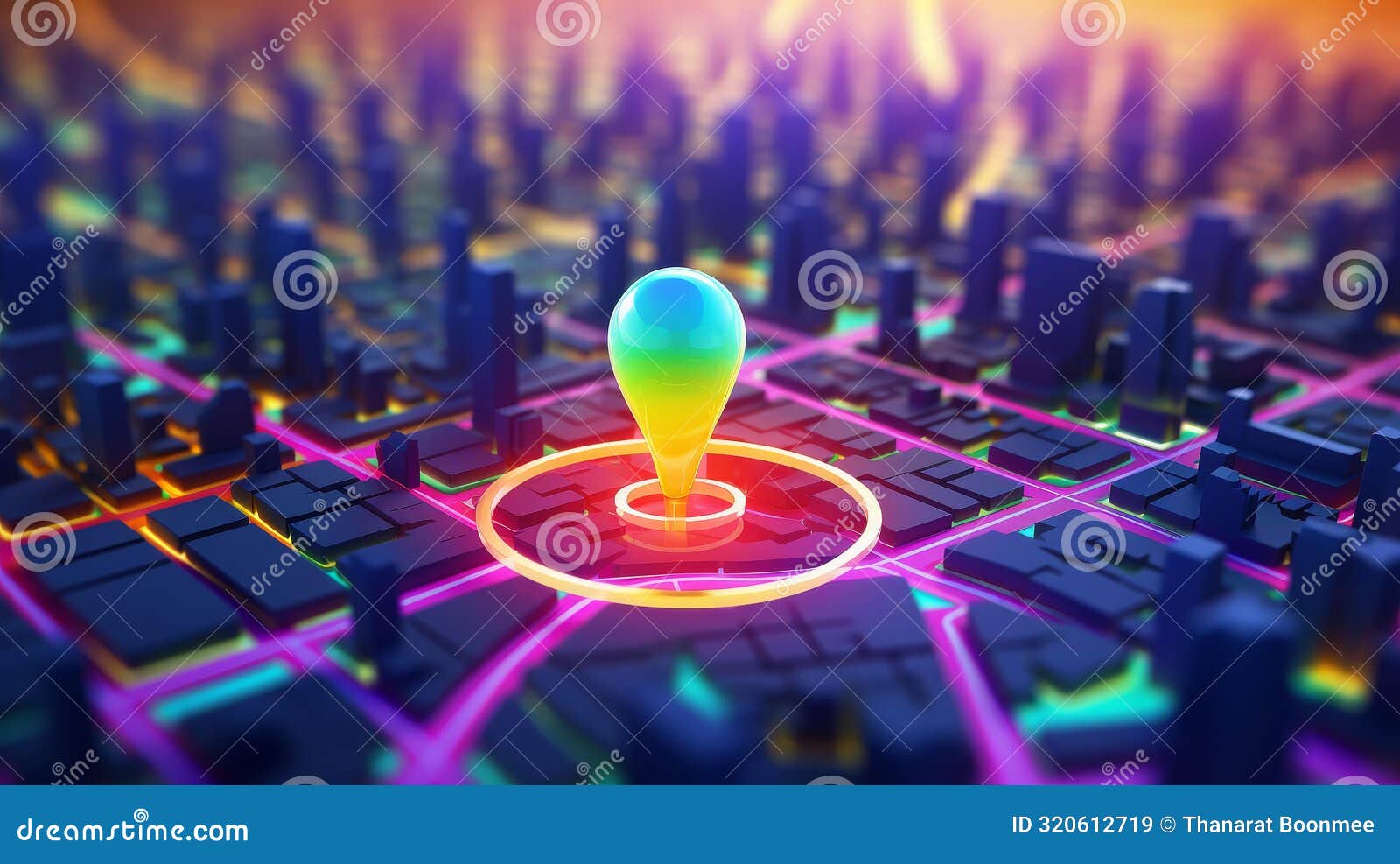 Vibrant GPS Navigation Illustration with a Digital Map and Technology ...