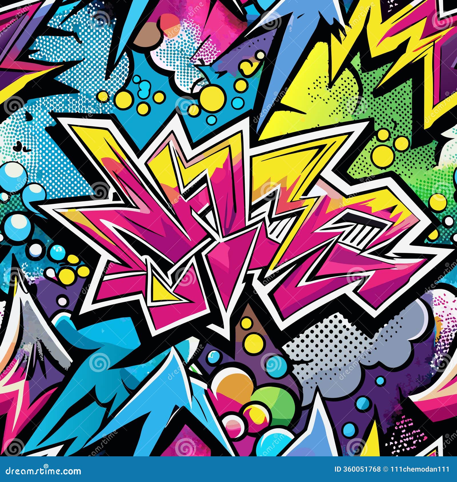 Vibrant Graffiti Artwork With Dynamic Shapes And Bold Colors On A Dark ...