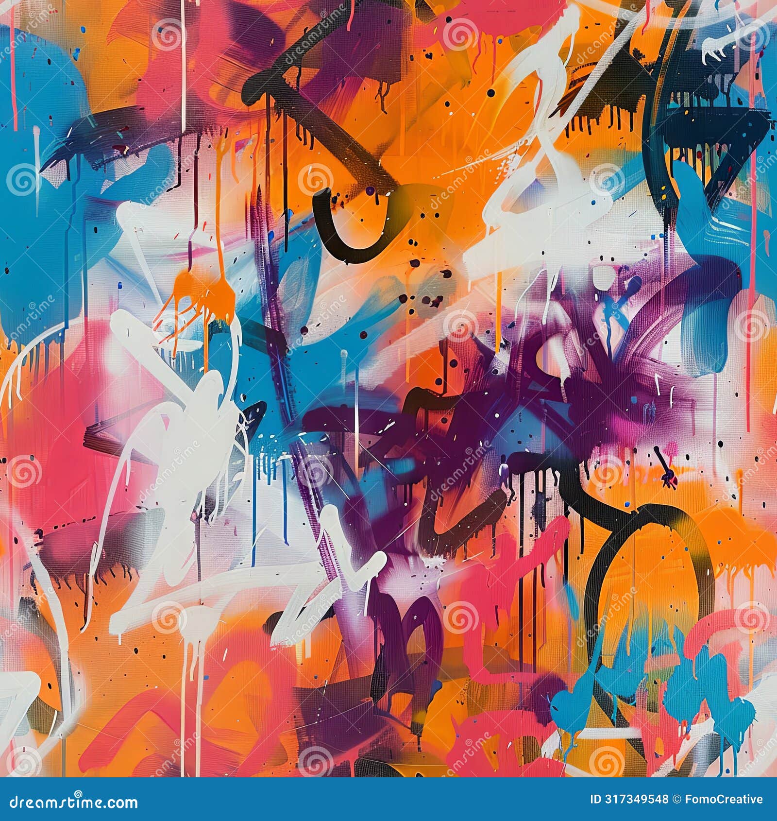 Vibrant Graffiti Splatters and Drips Transform a White Urban Facade ...