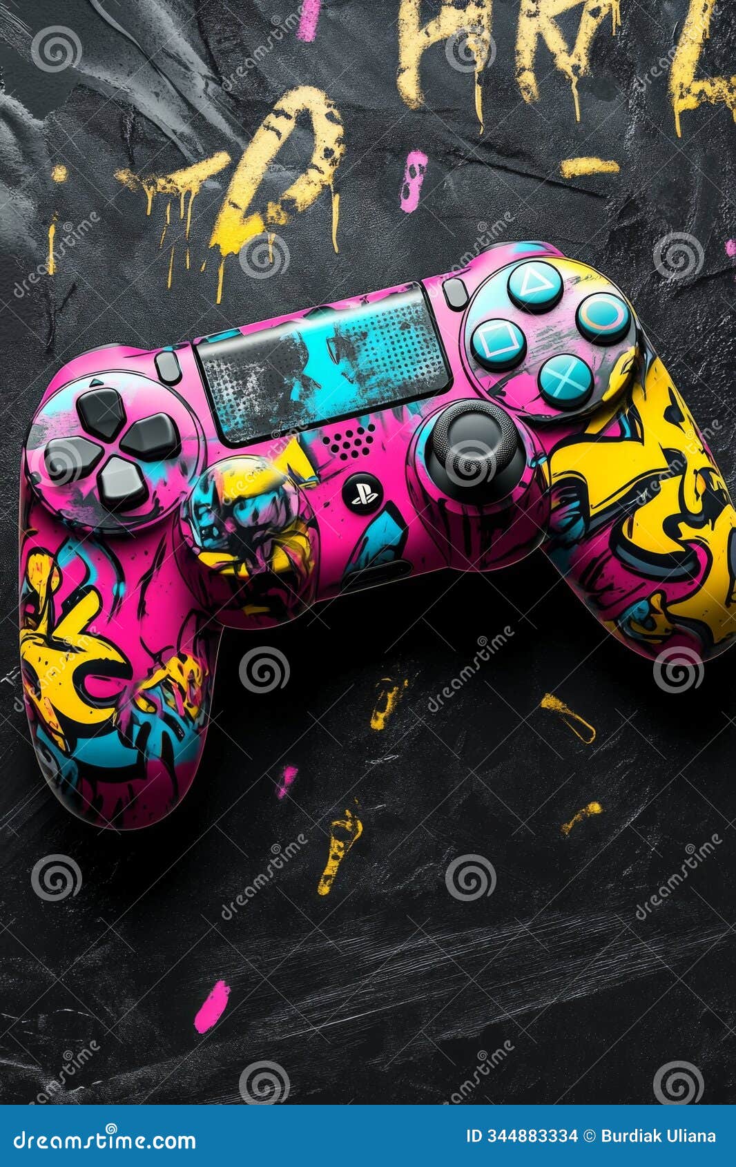 A Vibrant Graffiti-style Controller Design Showcasing Bold Colors and ...