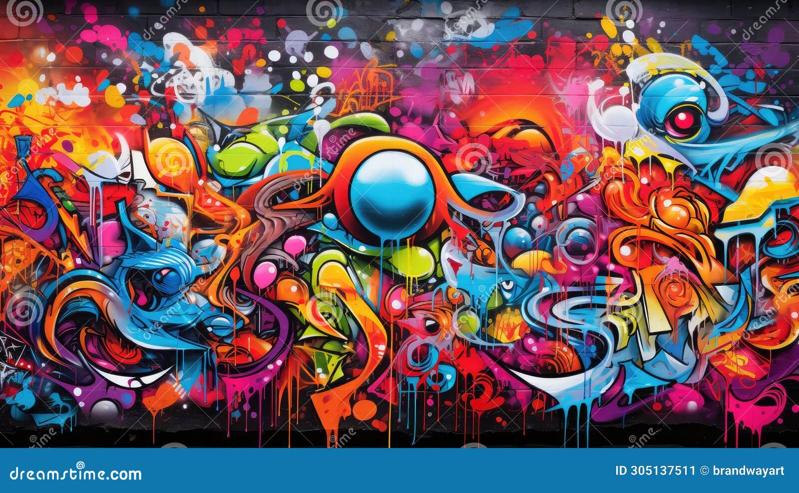 Vibrant Graffiti Wall with Colorful Patterns Stock Illustration ...