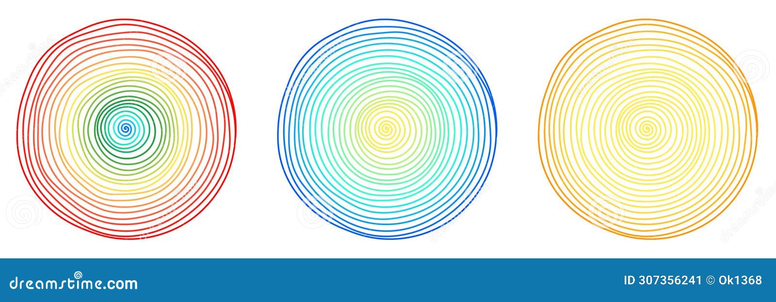 Set of Three Different Colored Spirals Isolated on a Transparent ...