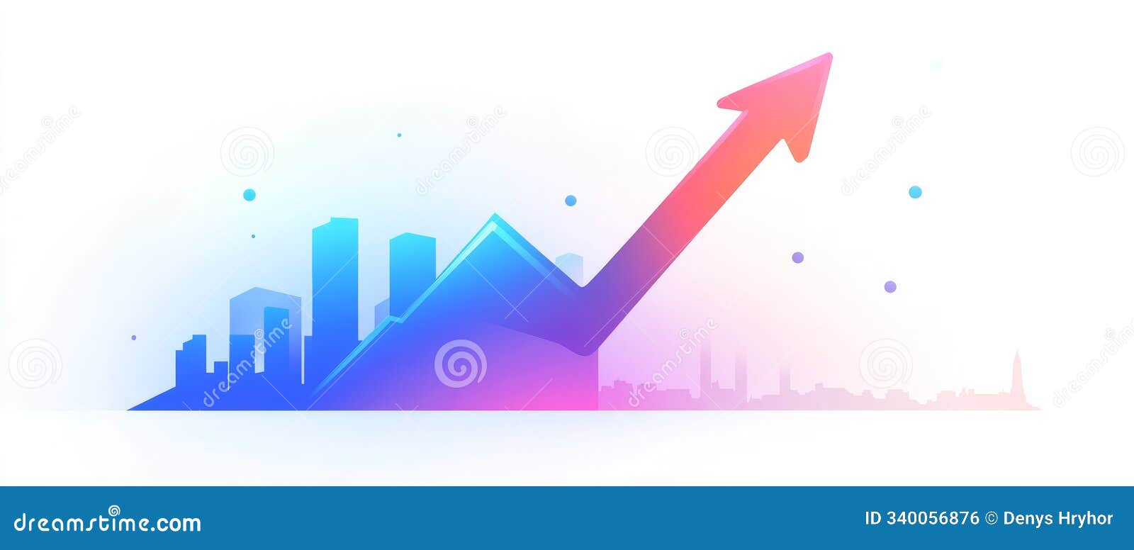 A Vibrant Graphical Representation of a City Skyline with a Rising ...
