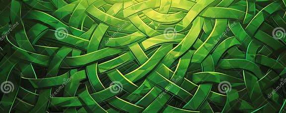 A Vibrant Green Background Featuring a Pattern of Interlocking Lines ...