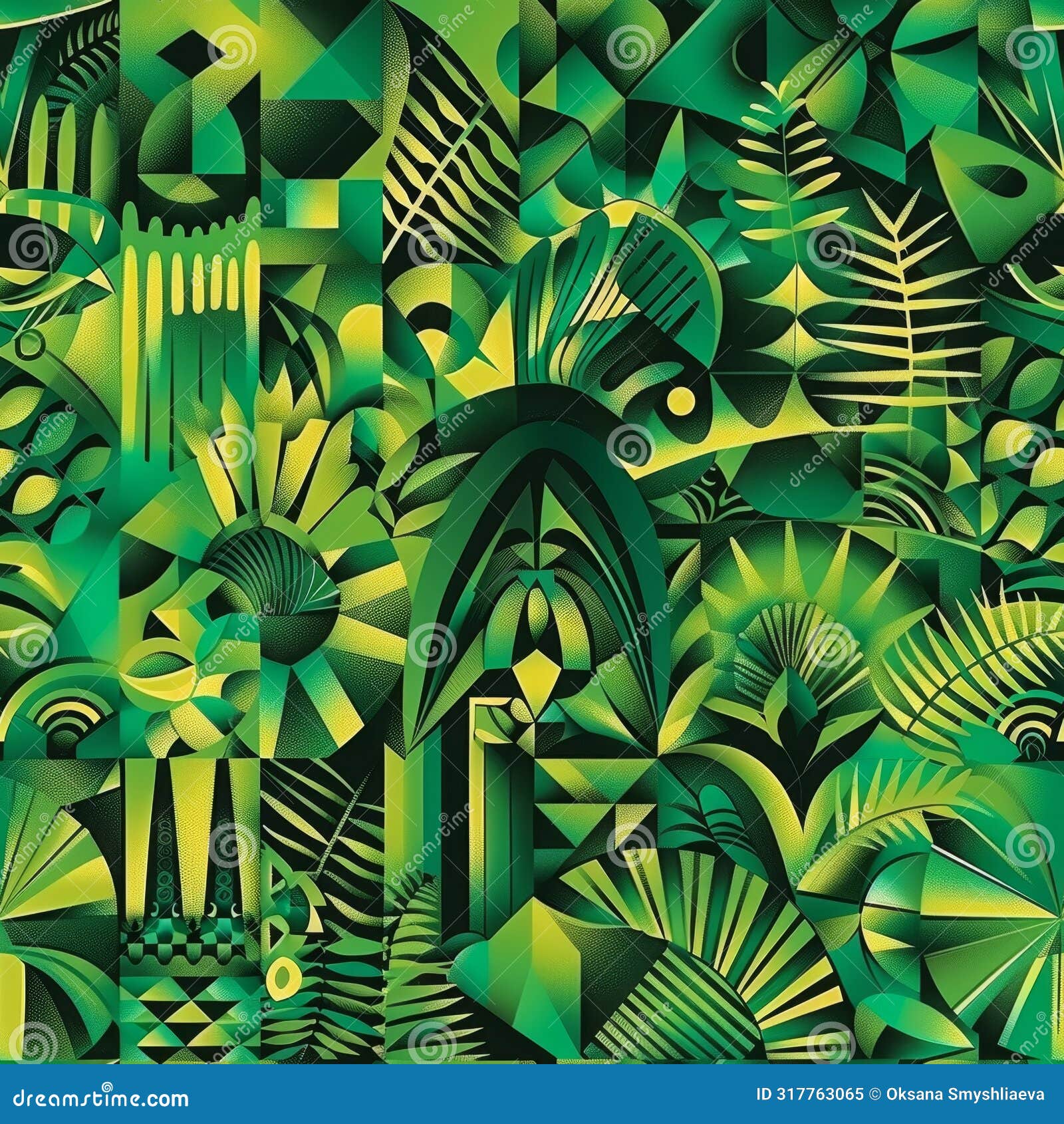 Vibrant Green Geometric Jungle Pattern Design Stock Image - Image of composition, digital: 317763065