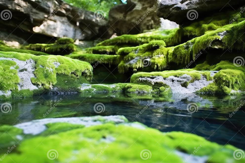 Vibrant Green Hot Spring Algae Stock Photo - Image of biodiversity ...
