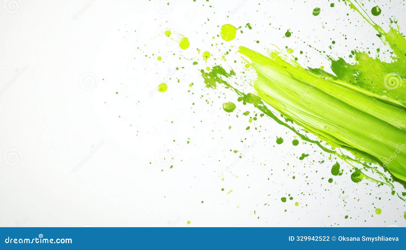 Vibrant Green Paint Splashes with Fresh Leaves on White Background ...