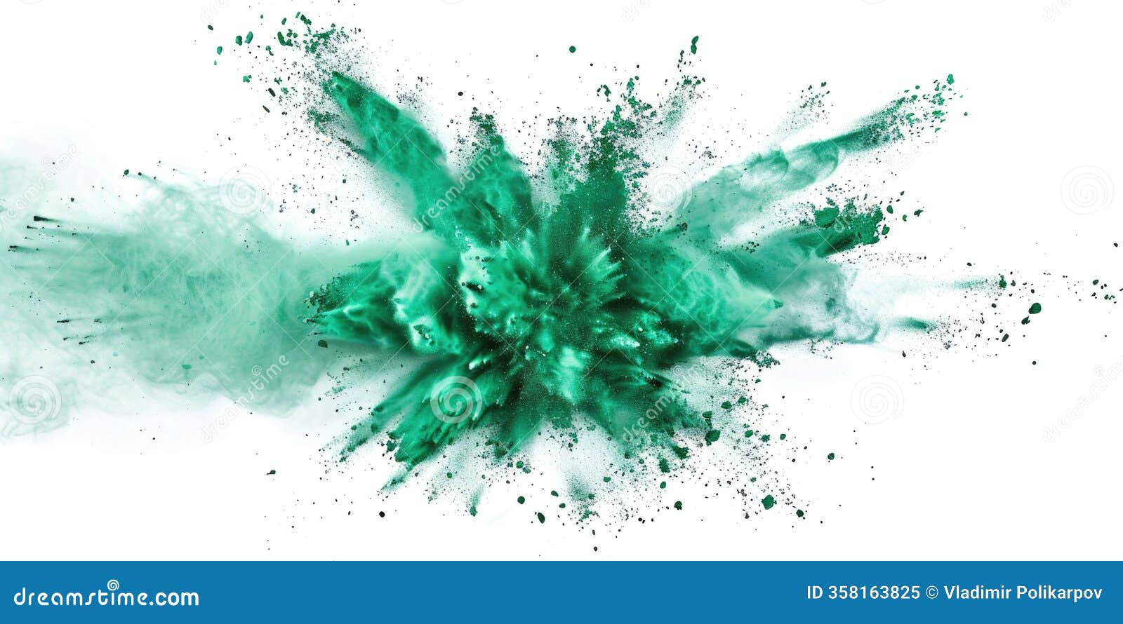A Vibrant Green Powder Explosion Occurs on a Clean White Background ...