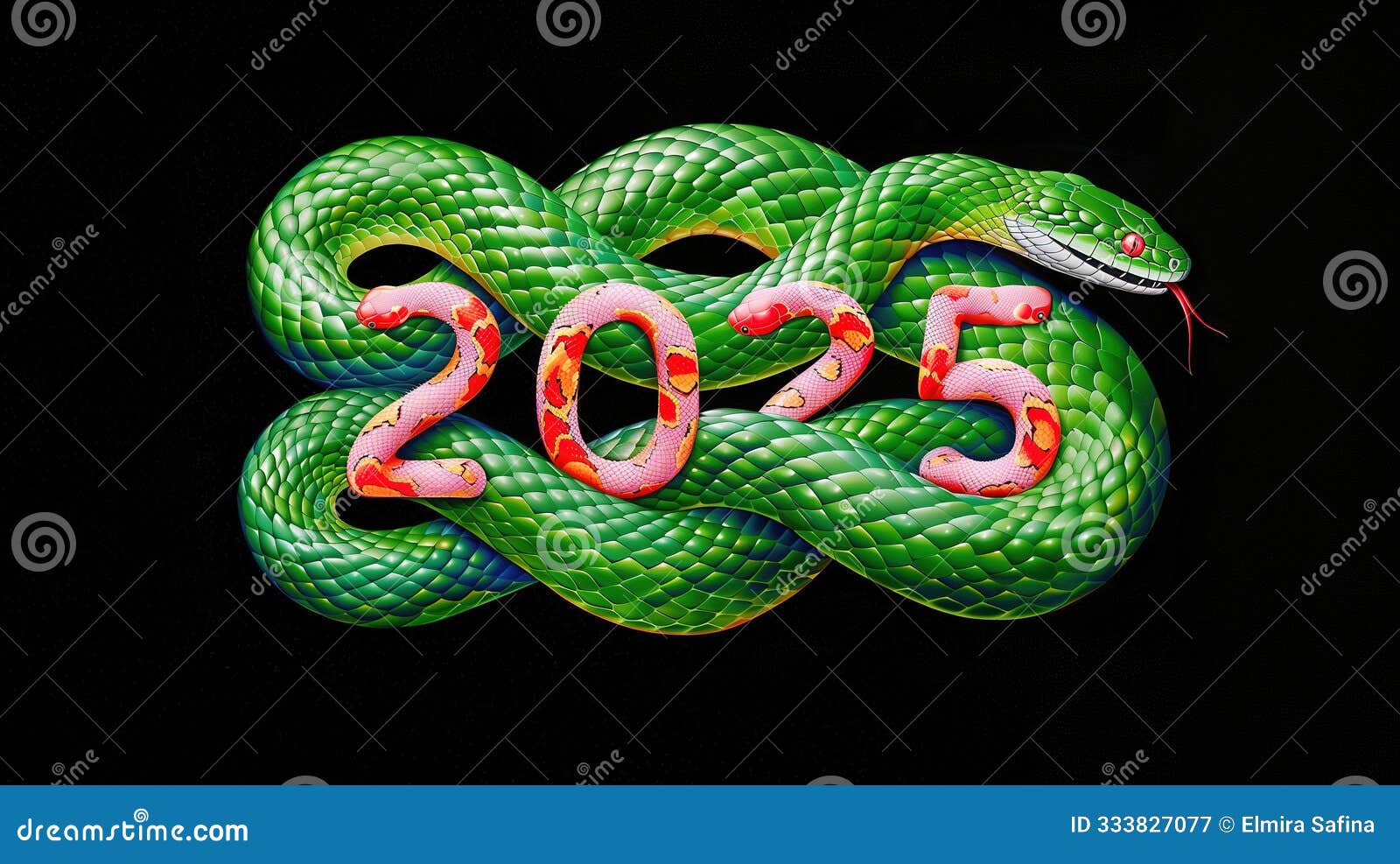 Vibrant Green Snake Texture Forming 2025 Text for Creative Design ...
