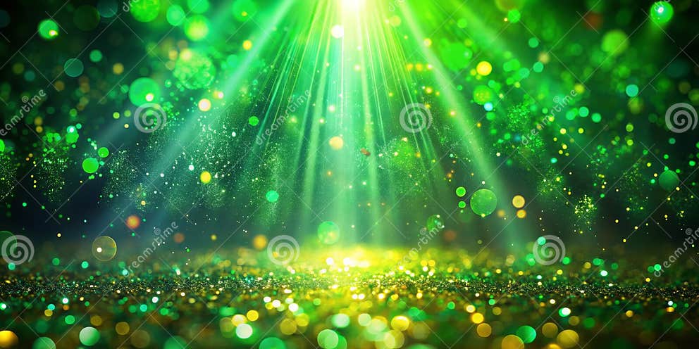 Vibrant Green TiltShift Design Template Festive Particle Cascade for ...