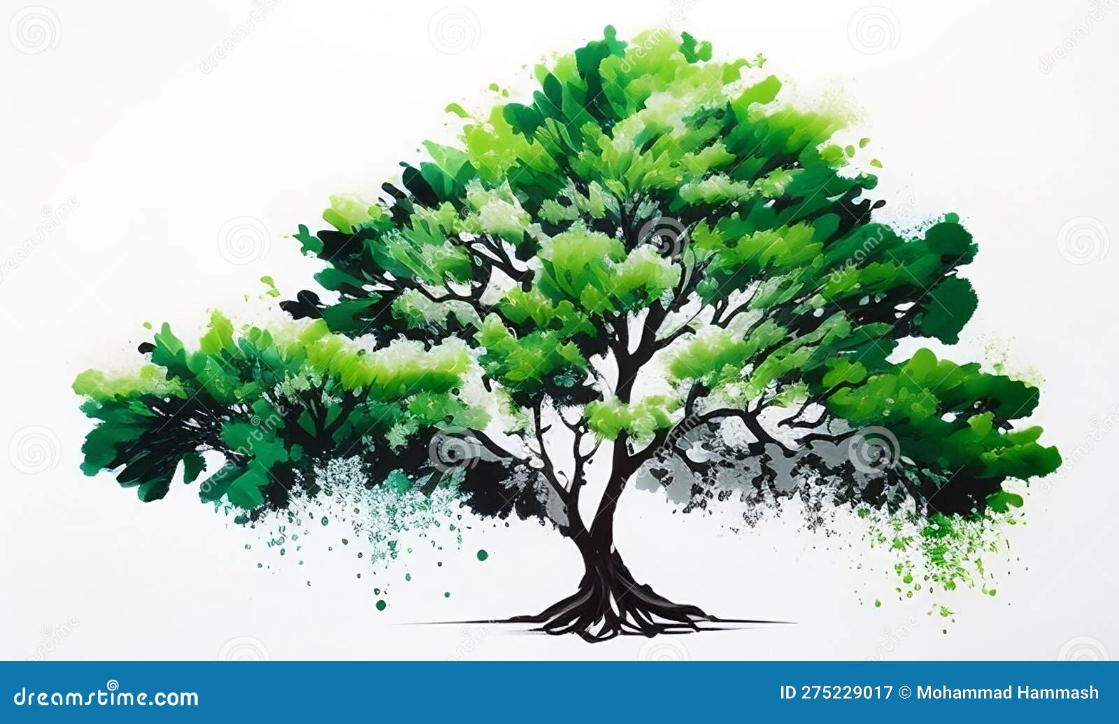 "Vibrant Green Tree Against a White Background", Made with Generative ...