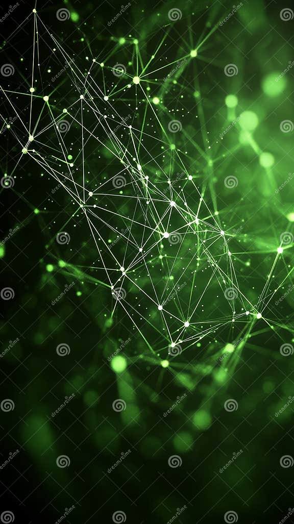 A Vibrant Green Visualization of Interconnected Lines and Dots Creates ...