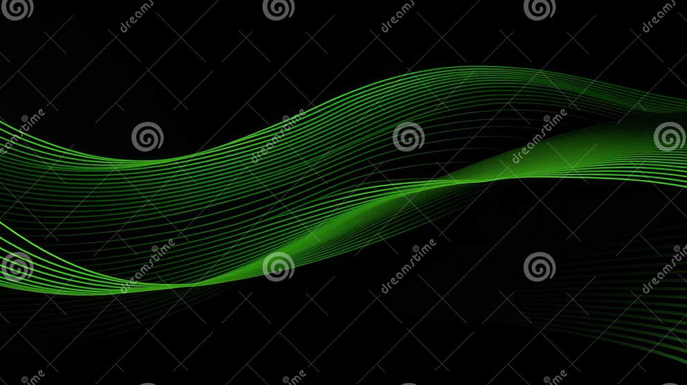 Abstract Digital Art with a Mesmerizing Glowing Green Wave of Light on ...